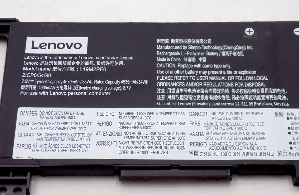 Lenovo IdeaPad Slim 1-14AST-05 Genuine LiPo Battery 35Wh 7.5V 4670mAh ...