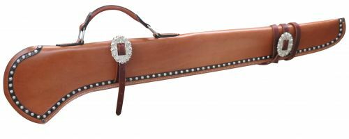 40" Leather SILVER STUDS Gun Scabbard Case Hunting Horse ATV Motorcycle ...