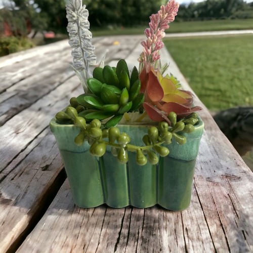 Vintage Cookson Planter Green Drip Glaze USA Pottery Scallop Rectangle ...