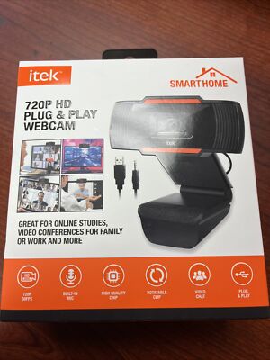 iTek Smart Home HD 720P Plug and Play Webcam w/ Built-in Microphone ...