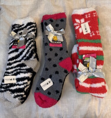 Joe Boxer Women's Cozy Fuzzy Crew Socks Shoe Size 4-10 | eBay