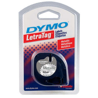 Dymo 91338 Silver Metallic LetraTag Label maker Refill Tape 1/2 in. x13 ...
