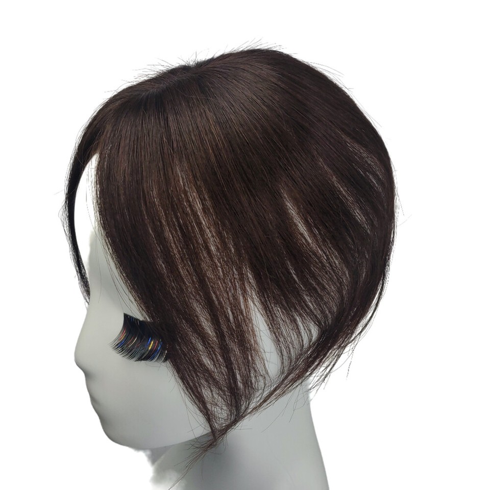 Women's 100% Real Human Hair Topper Toupee Clip Hairpiece Bangs Bob Top ...