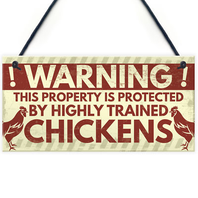 Novelty Chicken Warning Sign Pet Bird Hen Gifts Chicken Coop Garden ...