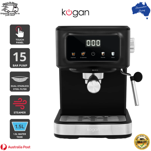 Kogan Espresso Coffee Machine, Black, Coffee Machines, Appliances ...