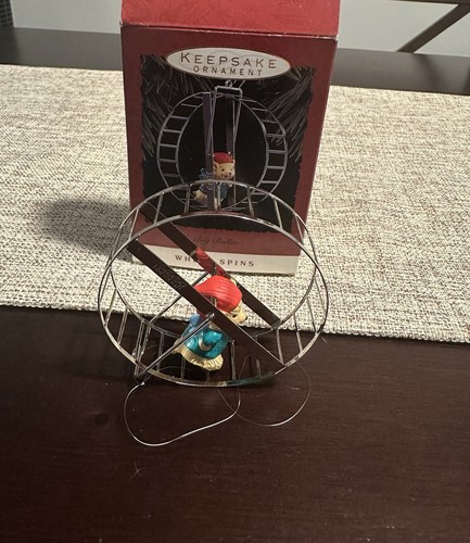 1993 Hallmark Keepsake Christmas Ornament Big Roller Wheel Spins Mouse ...