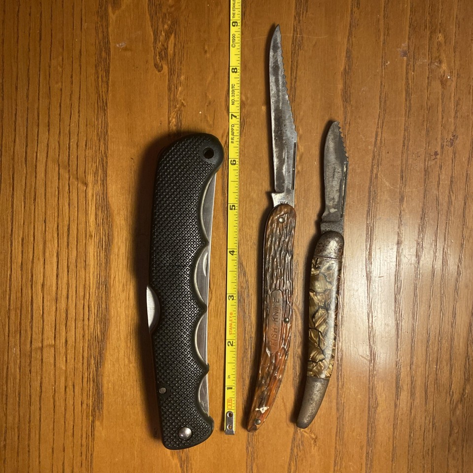 Vintage Fishing Pocket Knife Lot 3 Knives USA, Frost cutlery, Fish ...