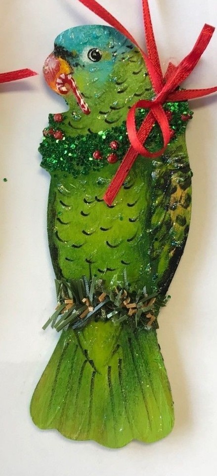 PARROT Christmas Ornament Philippine Blue-Naped Parrot Birds Holiday ...