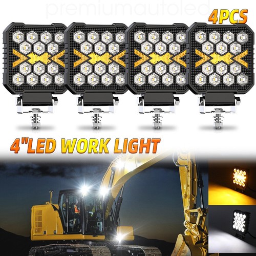 4PCS Amber White LED Work Lights for Caterpillar Skid Steers Excavator ...