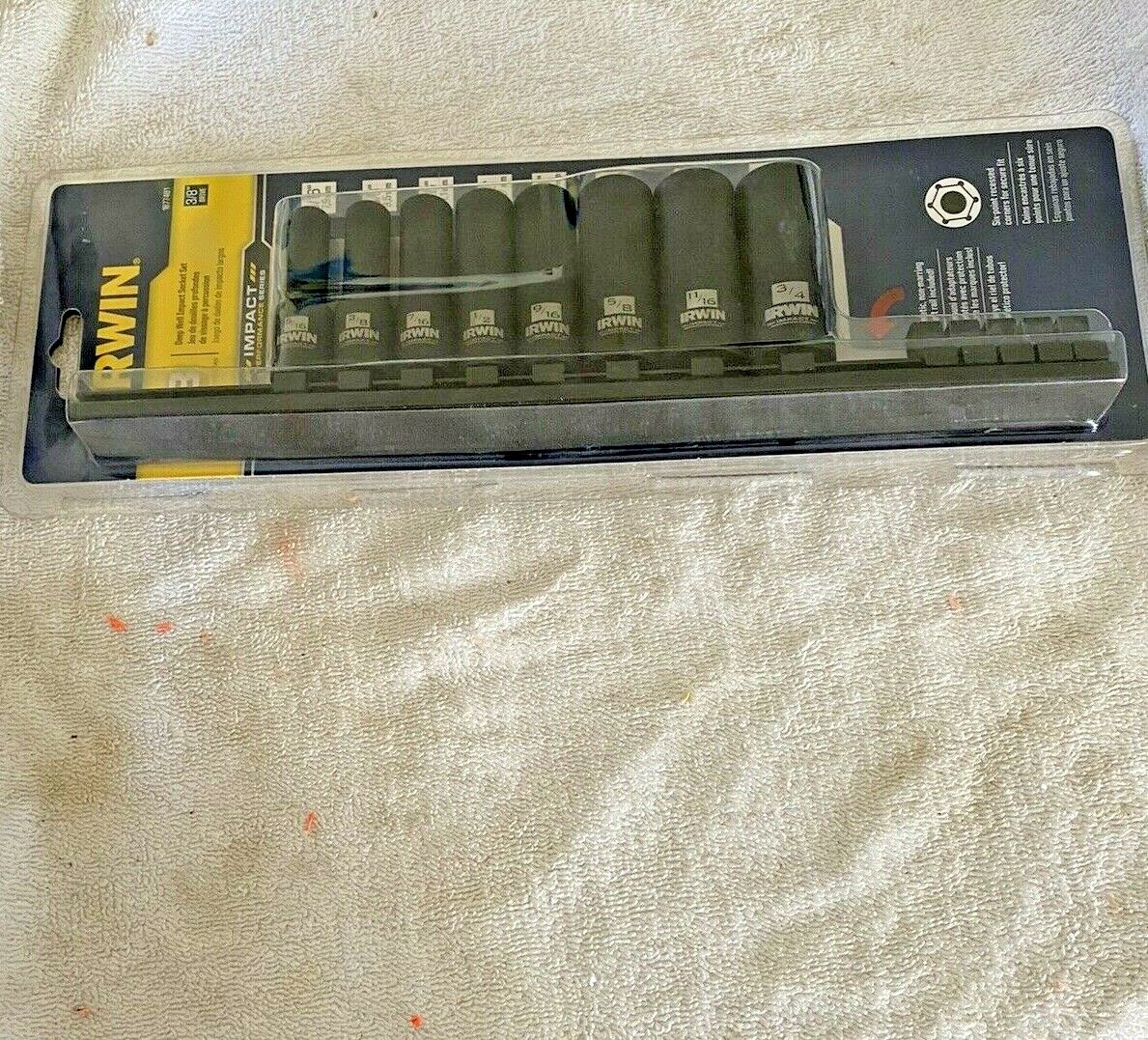 IRWIN 8 PC DEEP IMPACK SOCKET SET SAE, IMPACK PERFORMANCE SERIES, 3/8 ...