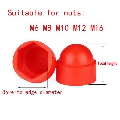 M6 M8 M10 M12 M16 Red PE Plastic Outer Hexagon Screw Nut Protective ...