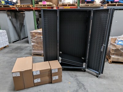 Durham Mobile Storage Cabinet w/ Bins 3-Shelf 76 x 36 x 24 Steel Gray ...