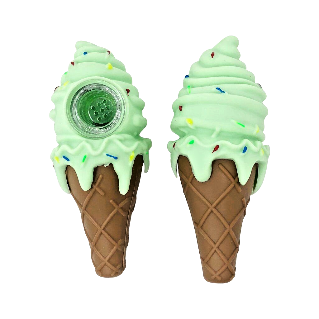 4.5 Inch Green Ice Cream Cone Smoking Pipe Tobacco w Glass Bowl ...