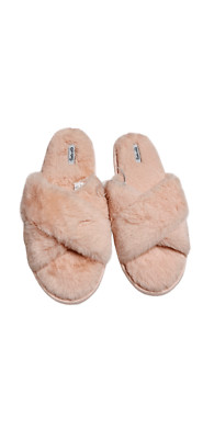 NWT Splendid Pink Blush Faux Fur Slippers Size M/L | eBay