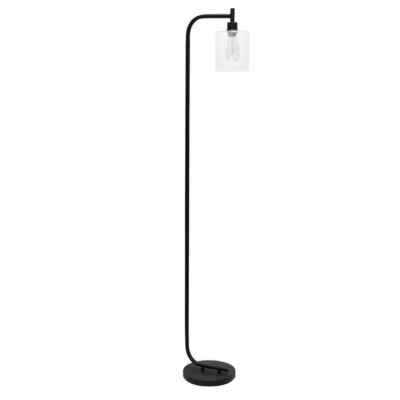 Simple Designs 67 in. Black Modern Iron Lantern Floor Lamp with Glass ...