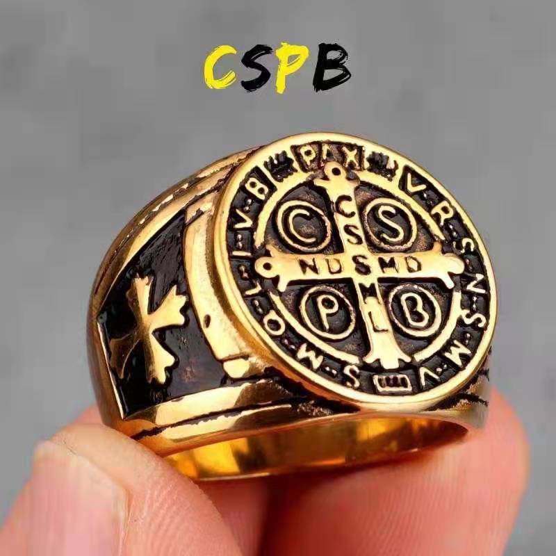 Vintage CSPB Cross Signet Ring Stainless Steel Men's Biker Hip Hop ...