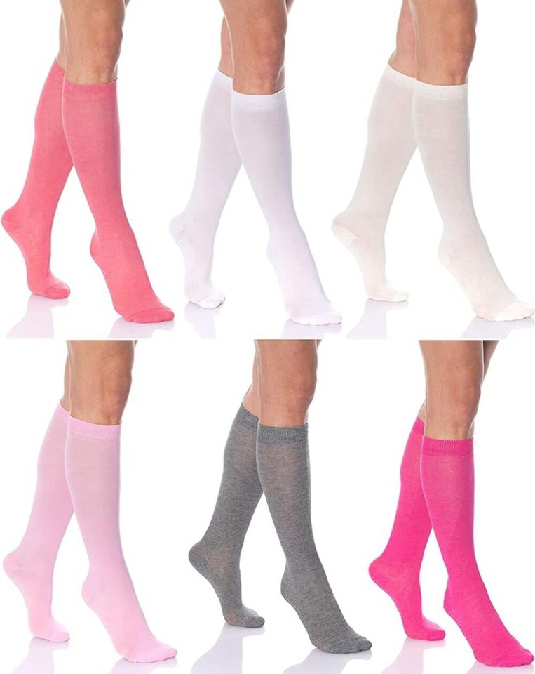 6 Pairs Women's Colorful Knee High Socks – Soft & Durable Combed Cotton ...