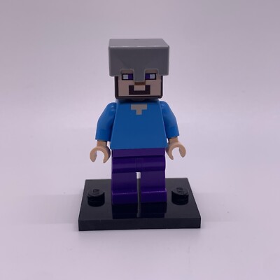 Lego - Minifig Minecraft - Steve - Dark Purple Legs Flat Silver Helmet ...