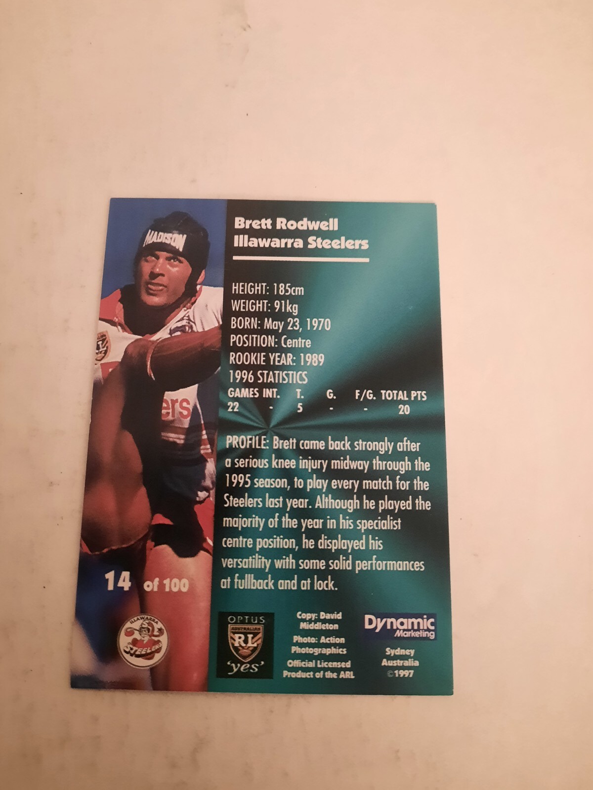 1997 ARL Dynamic Fatty Vautin Series Brett Rodwell | eBay