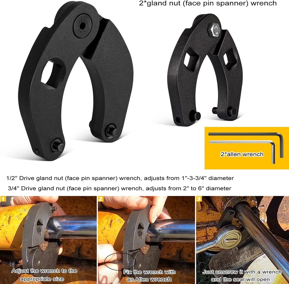 Hydraulic Cylinder Repair Tools Rod/Gland Wrench Seal Installer For ...