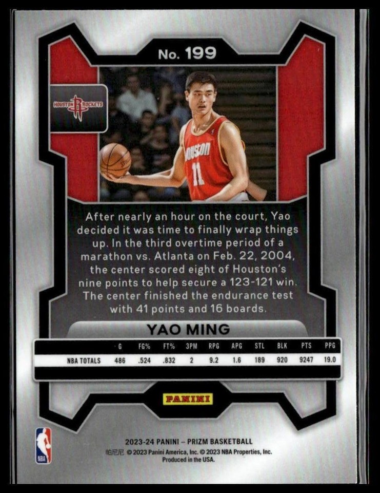 2023-24 Panini Prizm #199 Yao Ming | eBay