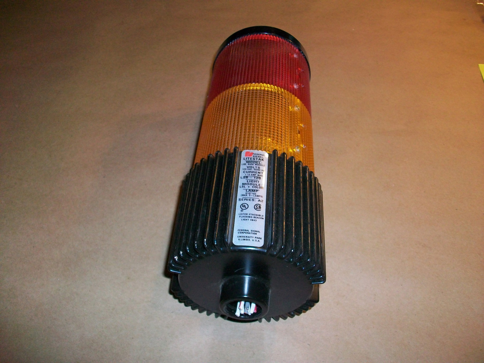 Federal Signal Beacon Stack Light LiteStak LSB-120 Red / Amber 120VAC ...