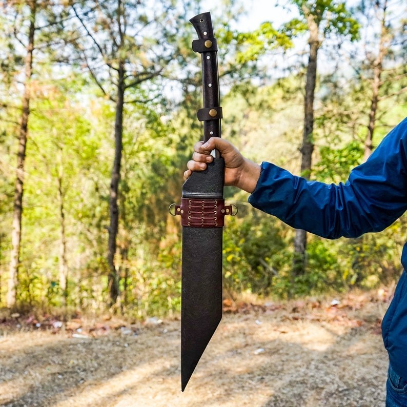 Custom Handmade Carbon Steel Blade Fierce Machete Sword | Hunting Sword ...