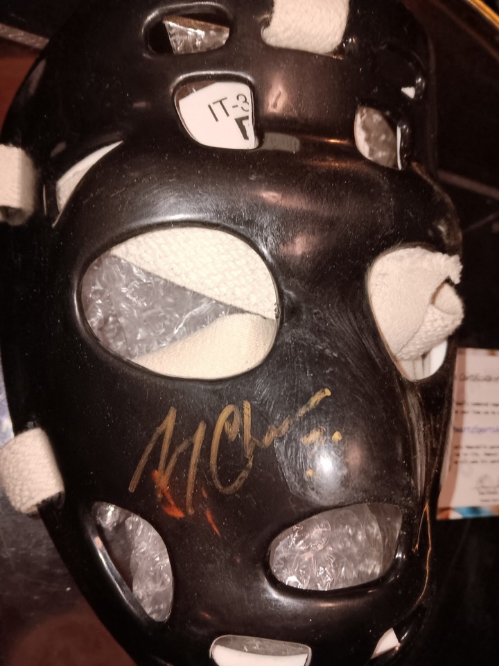 GERRY CHEEVERS Signed Throwback Black Hockey Goalie Mask w/The Mask ...
