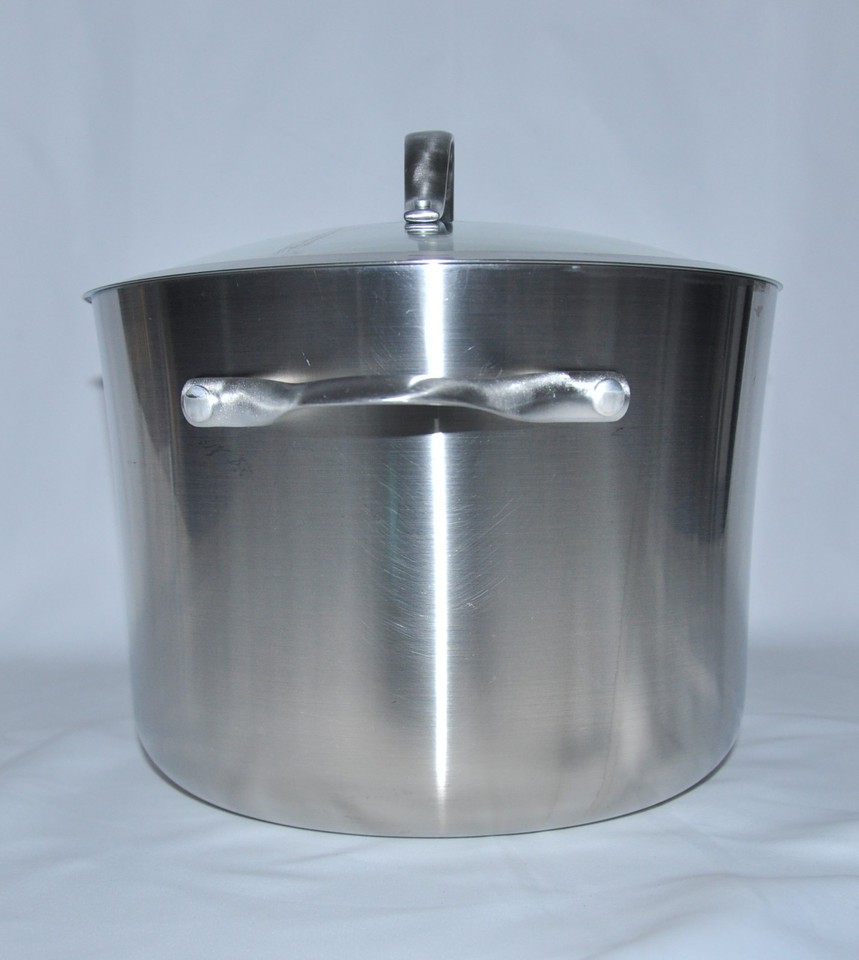 GUC Calphalon 8 qt Stock Pot #808 Stainless Steel with Clear Glass Lid ...