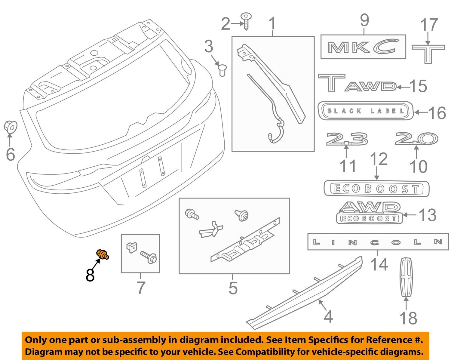 FORD OEM Liftgate Tailgate Hatch-License Mount Bumper W716273S300 | eBay