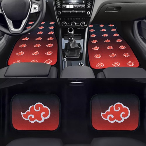 4Pcs Naruto Akatsuki Cloud Gradient Red Fabric Car Floor Mats Interior ...