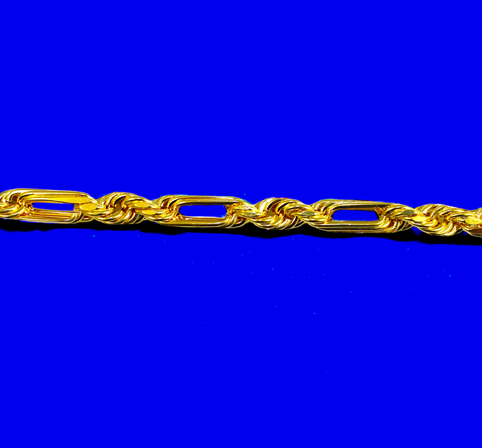 14K Yellow Gold Milano Figaro Rope Chain Necklace Diamond Cut 5mm-10mm ...