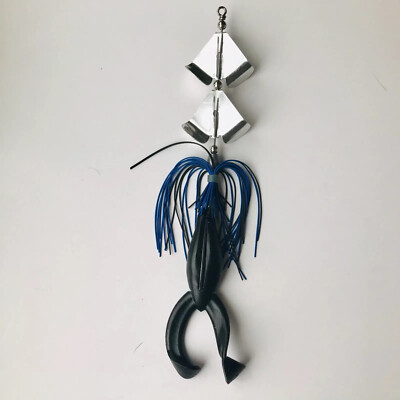 Black/Blue Weedless Topwater Buzzbait 2 Alum 1/4oz Blades w/Black Frog ...