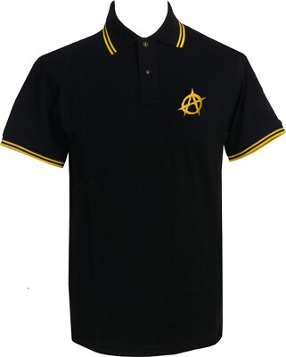 Anarchy Punk Men's Black & Yellow Tipped Polo Shirt 1977 Punk Rockers S ...