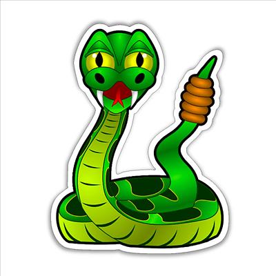 funny car bumper sticker small green rattle snake 80 x 62 mm vinyl ...