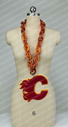 New NHL Calgary Flames BIG Fan Chain Orange Necklace Foam MI USA | eBay