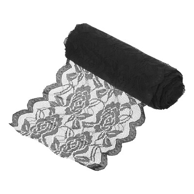 6 Inch Wide 11 Yard Lace Ribbon Floral Pattern Black Lace Trim Ribbon ...