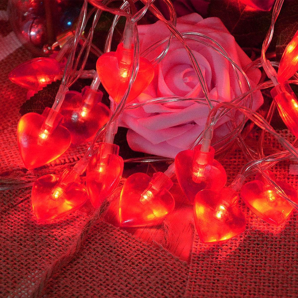 25Ft 50 LED Heart Shaped String Lights for Valentines Day Decorations ...