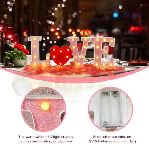Love Sign with Light Up Heart and LED Letters - Battery Operated ...