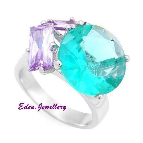 US$139 Very Pretty Ring with Purple Cubic Zirconia Crystal 925 Sterling ...