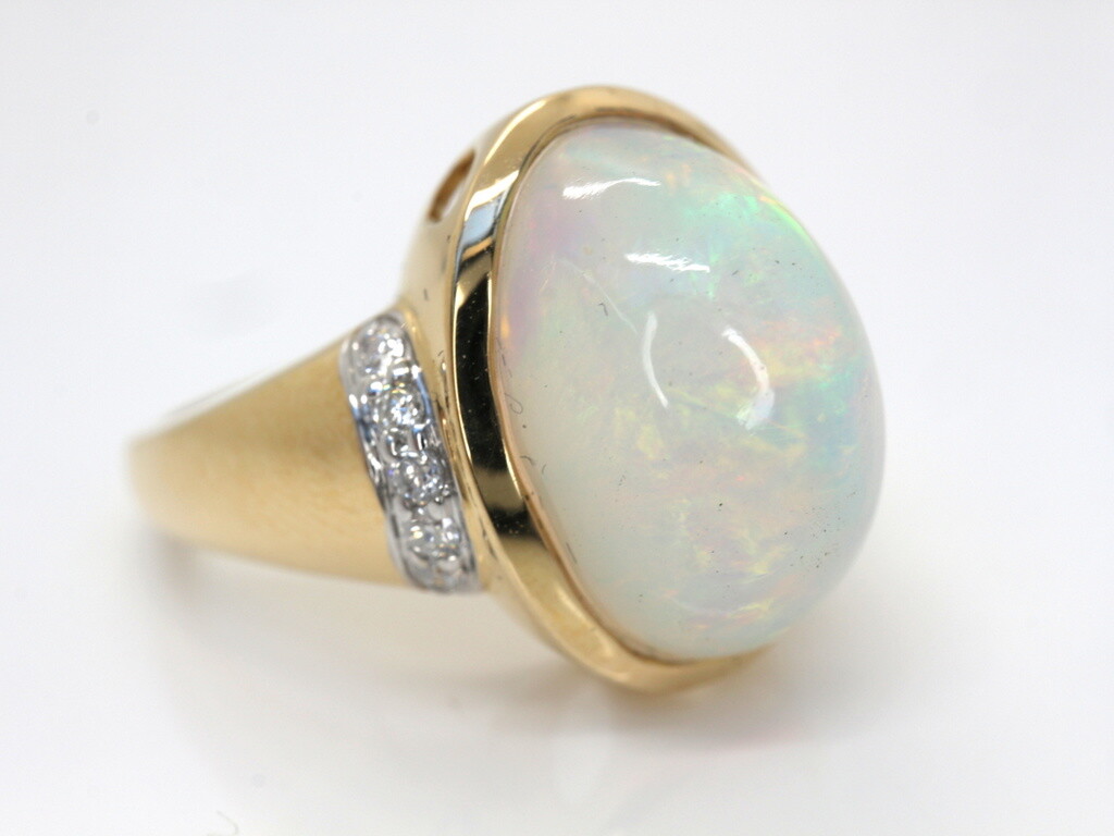 GOLDJUNGE69 * HARRY IVENS IV RING (16) ÄTH. OPAL OVAL 3ct & 10x ...