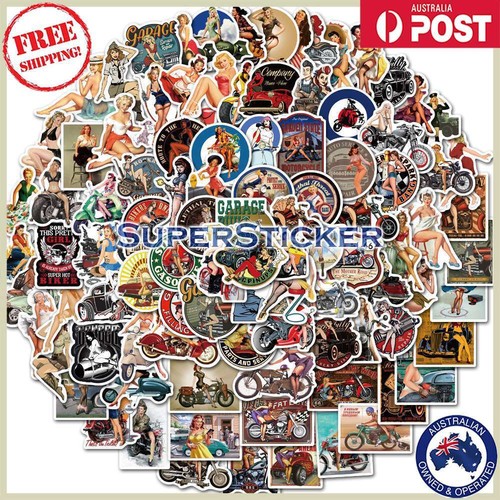 100pcs Motor Pin-up Girls Poster Sexy Retro Stickers Vinyl Skateboard ...