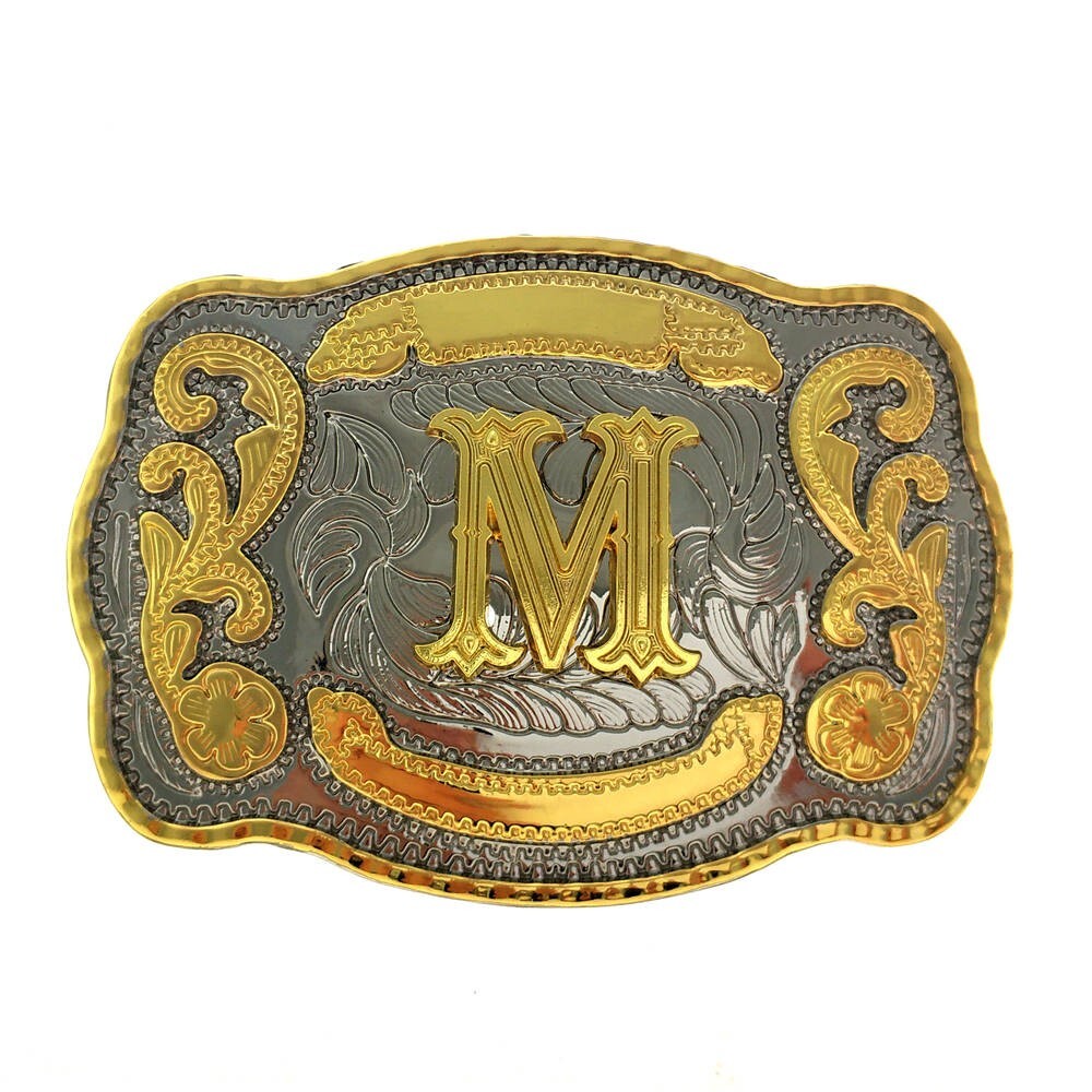 INITIAL (M) BELT BUCKLE LETTER COWBOY WESTERN RODEO TEXAS STAR Hebillas ...