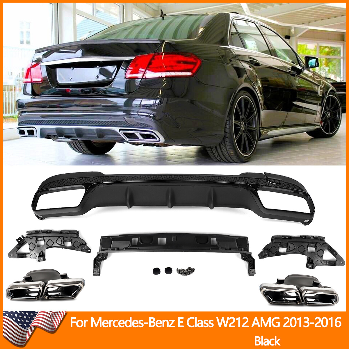 For 2013-2016 Mercedes E Class W212 E350 E63 Look Rear Diffuser W ...