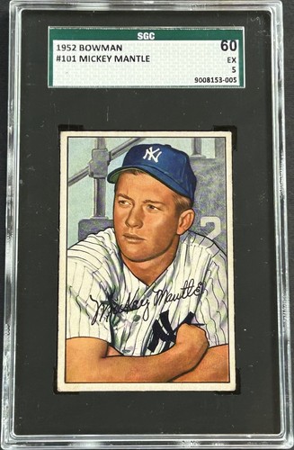 1952 Bowman Mickey Mantle #101 HOF Grail Yankees Color Centered SGC 60 ...