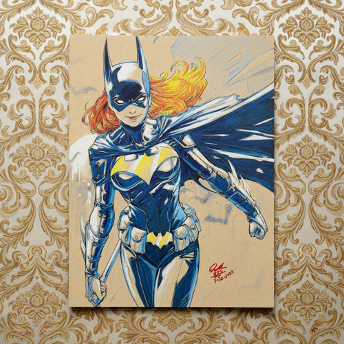 Batgirl Color Illustration Mixed Media Fine Art Print 8.5x11 by Keyeske ...