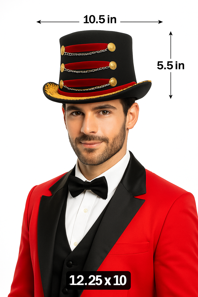 Adult Deluxe Circus Ringmaster Top Hat Ring Leader Halloween Toy ...