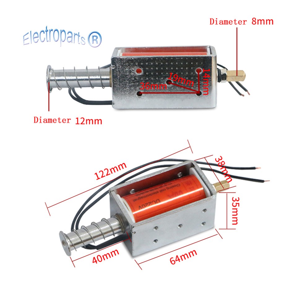12V DC Long-stroke Solenoid Electromagnet Electric Magnet Push-Pull ...