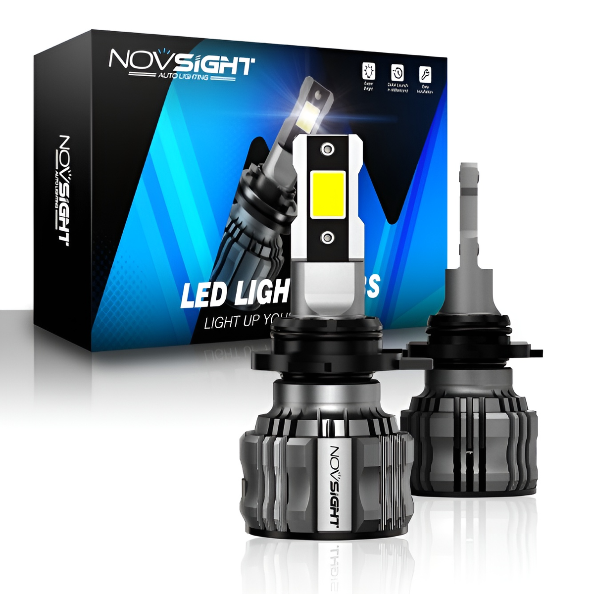 s NOVSIGHT H4 Bulbs Kit Lamp Car 6500K Globes High Low Beam Led Headlight