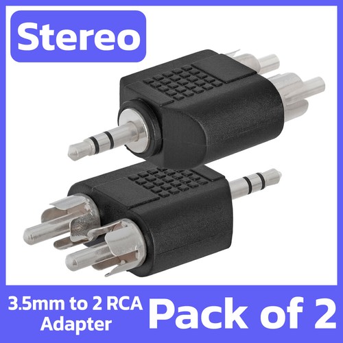 2 Pack 3.5mm Jack to 2 x Male RCA Splitter Male to Male Stereo Audio ...